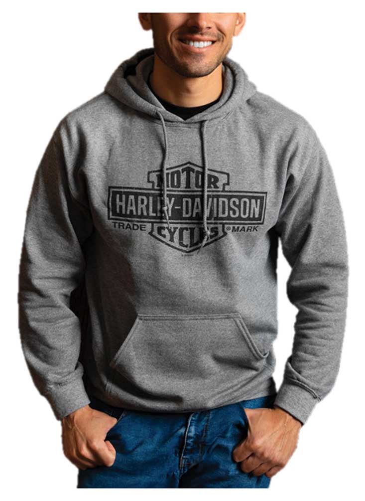 Harley-Davidson Men's Fading Bar & Shield Pullover Fleece Hoodie - Gray (L), Harley Davidson ...