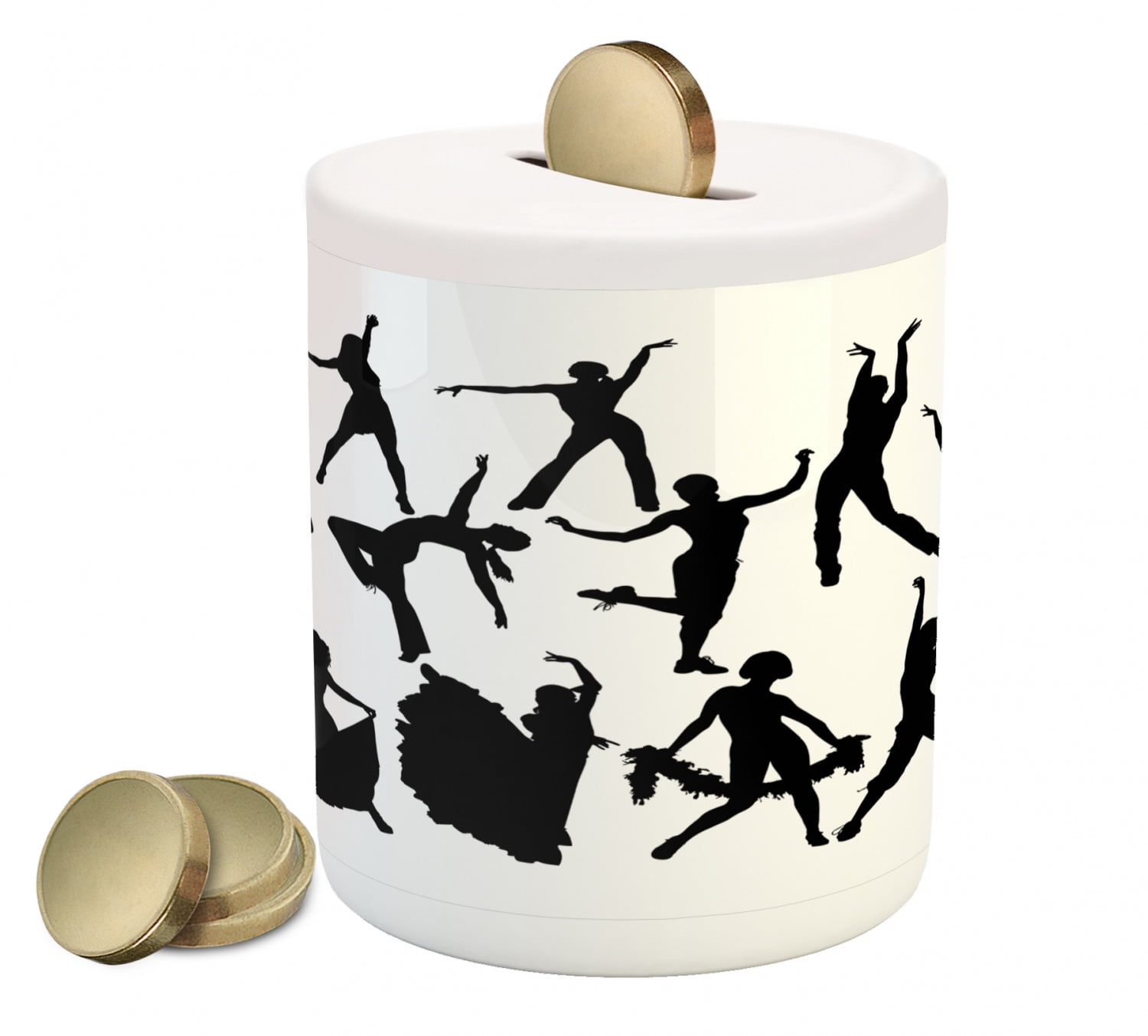 Black and White Piggy Bank, Dancers Silhouette Modern Latin Hip Hop ...