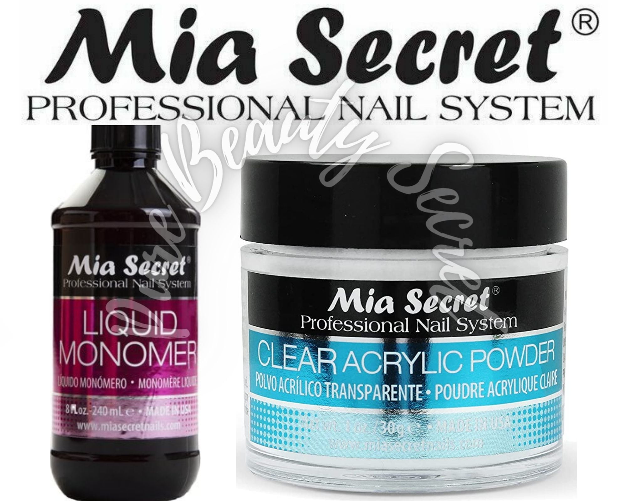 Mia Secret Liquid Monomer 8 oz and CLEAR Powder 1 oz - Walmart.com