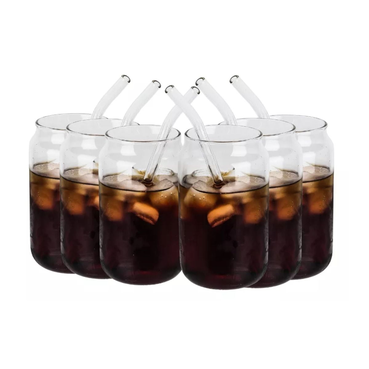 Set 6 Vasos Vidrio Tipo Lata Popote 450ml Hogar Cristal Elgante Cocina ...