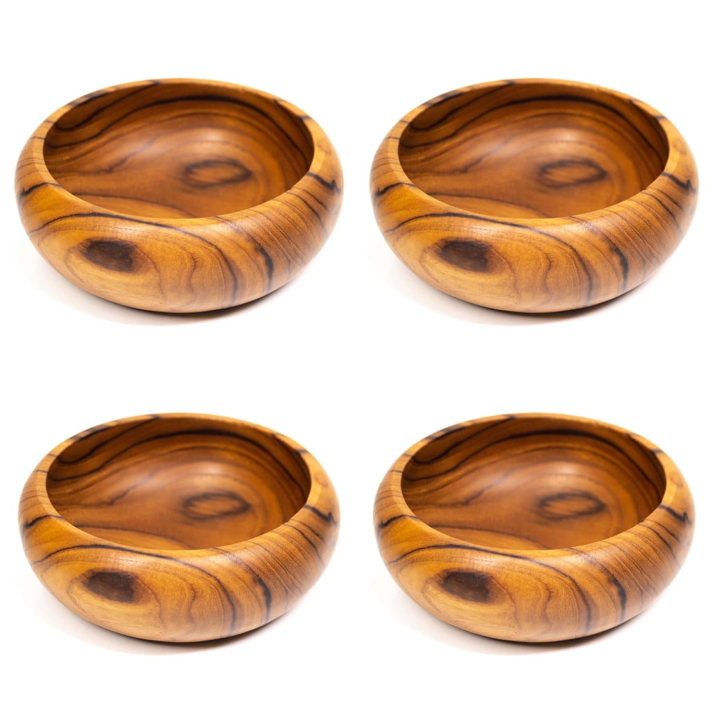 Rainforest Bowls Rounded Teak Wood Bowl - Medium 4-Pack - Walmart.com