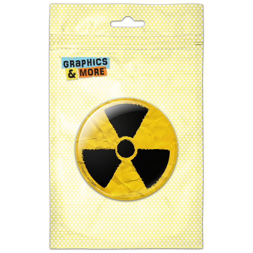 Radioactive Nuclear warning Symbol Textured Yellow Pinback Button Pin ...