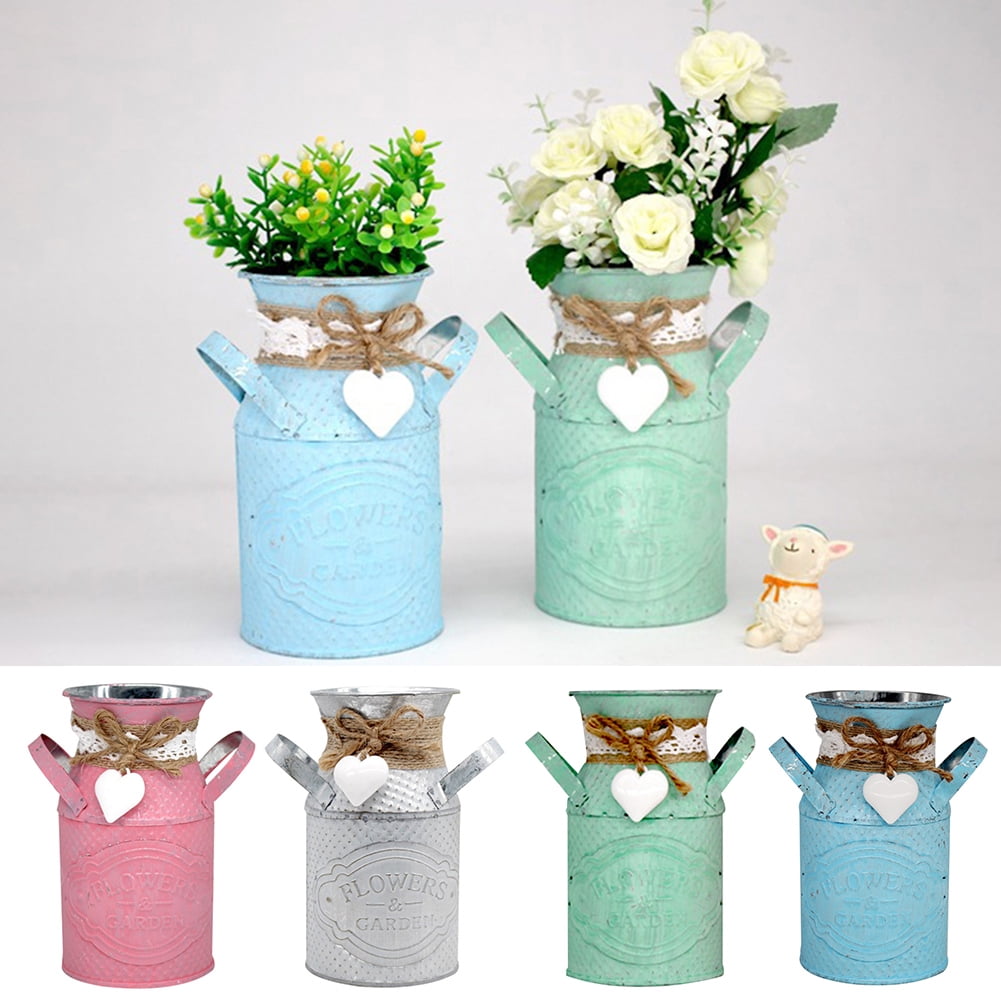 SPRING PARK Round Flower Pots Planters Iron Cylindrical Planter Flower ...