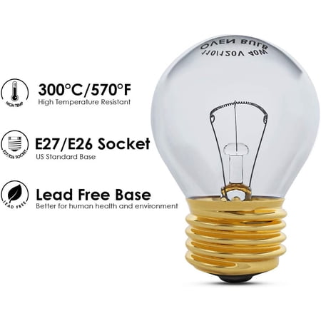 40 Watt Appliance Oven Light Bulb Replacement for Oven, Stove ...