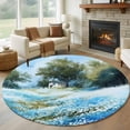 7ft Round Rug Blue Green Spring Area Rugs for Living Room Bedroom ...