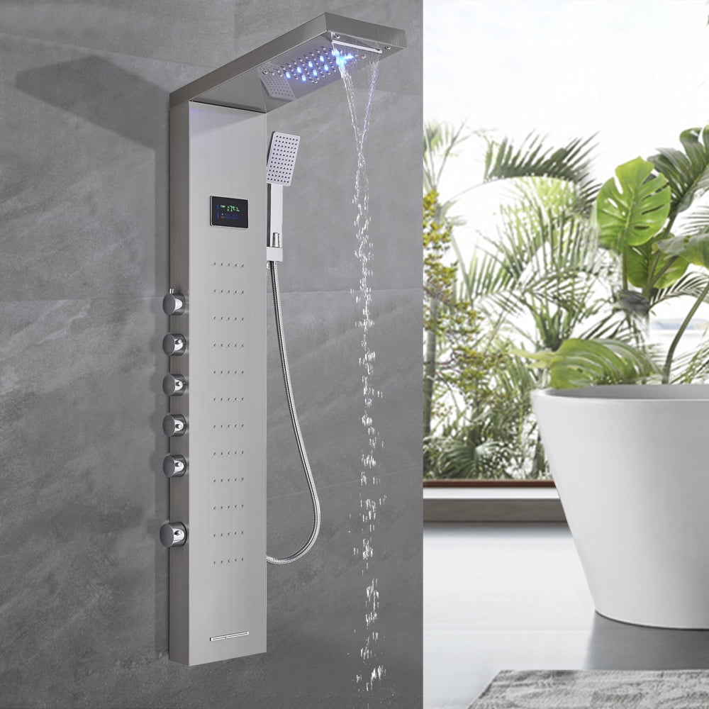 Senlesen Rainfall Waterfall Shower Tower Panel System Stainless Steel ...