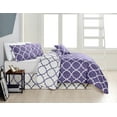 Lux Decor Collection Queen Comforter Set, 5-Piece - Lavender Quatrefoil ...