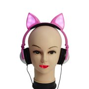 Lx-X109 Foldable Fox Ear Headphones Flashing Led Lights For Pc Laptop 3 ...