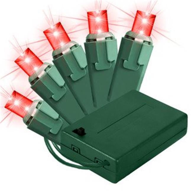 5 mm. Chonical Battery Operated Red LED 70 Count Lights Set On Green ...