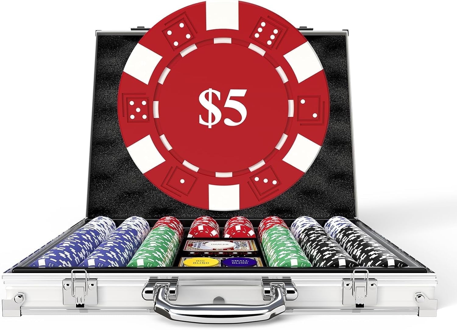 HEITOK 500-Piece Poker Set with Denominations, 11.5g Weighted Chips, 5 ...