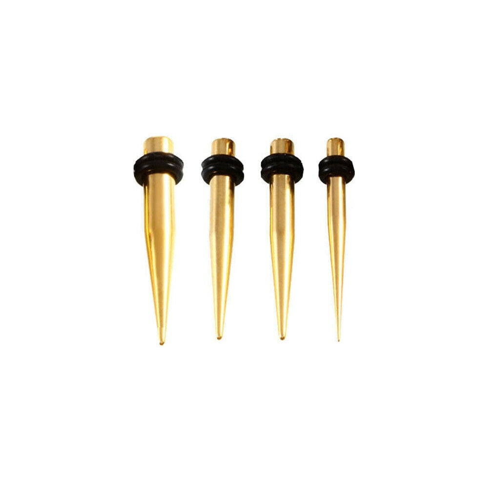 Surgical Stainless Steel Gold Ear Taper with 2 Black O Rings TAPER Sold ...