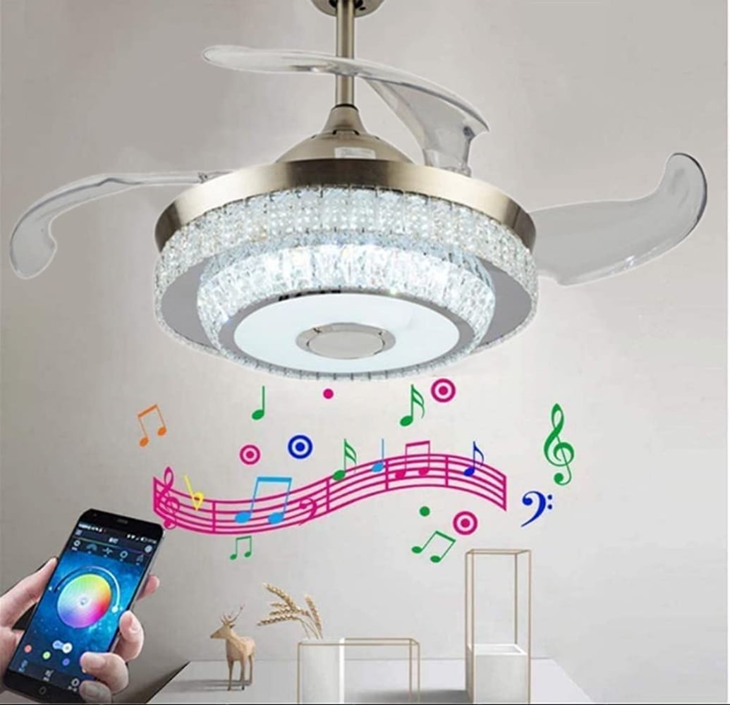 KPIBEST 42" Crystal Chandelier Fans with Bluetooth Speaker Remote ...