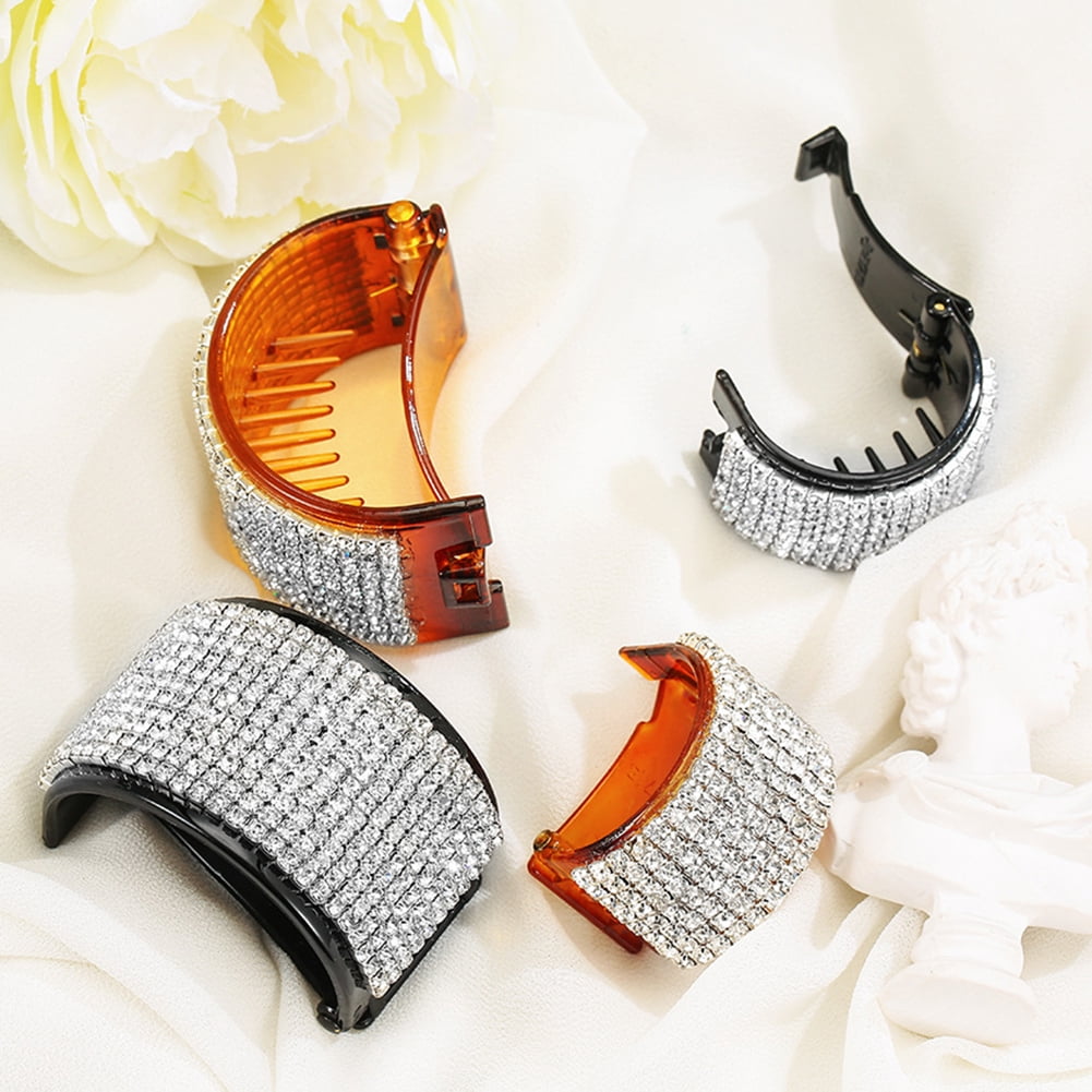 Anvazise Fashion Rhinestone Plastic Hairpin Women Ponytail Hair Clip ...