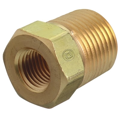 Pipe Thread Bushing, 3,000 Psi, Brass, 1/4 In Npt Female, 1/2 In Npt ...