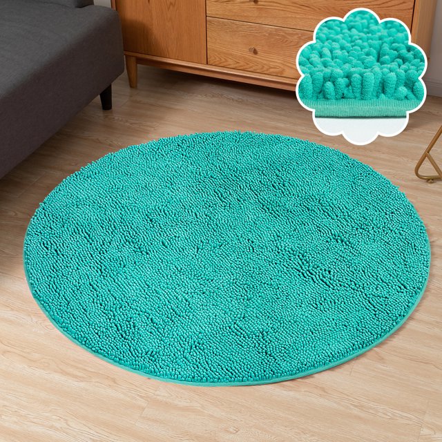 Round Rug, Circle Chenille Rug for Living Room, Round Area Rug with Non ...