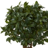Nearly Natural 4.5' Sweet Bay Double Topiary Artificial Tree in Black ...