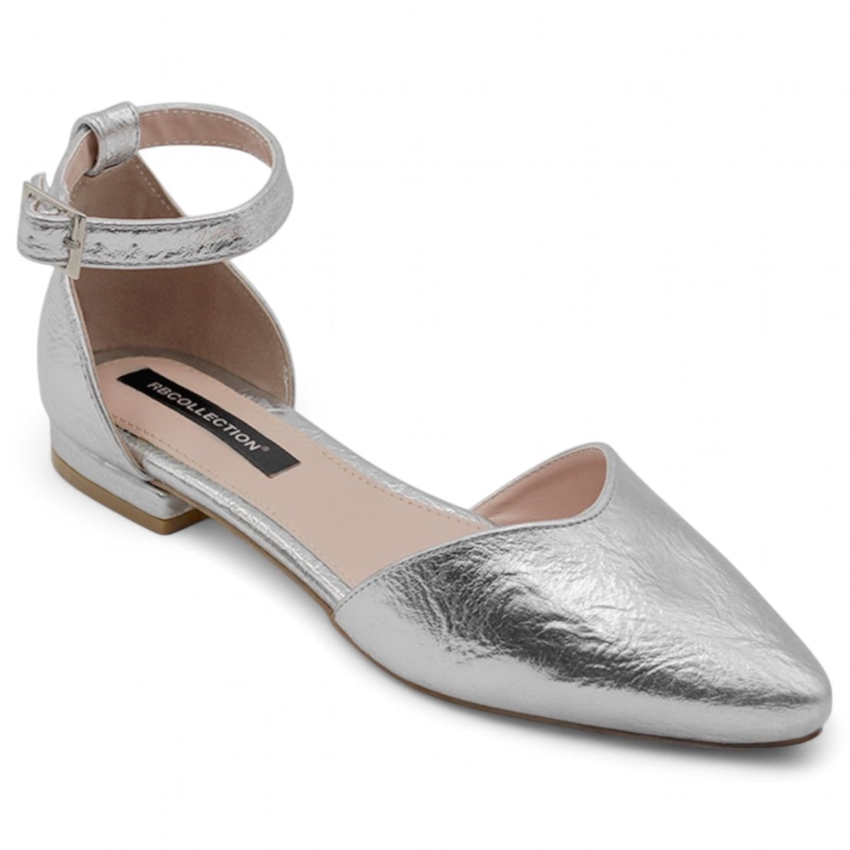 Flats puntales Glam en Piel vegana – Plata | Bodega Aurrera en línea
