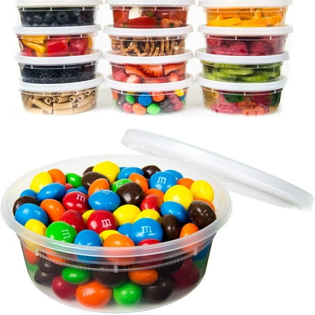 44 x 8oz Plastic Deli Slime Containers with Lids & Labels BPA Free Leak ...