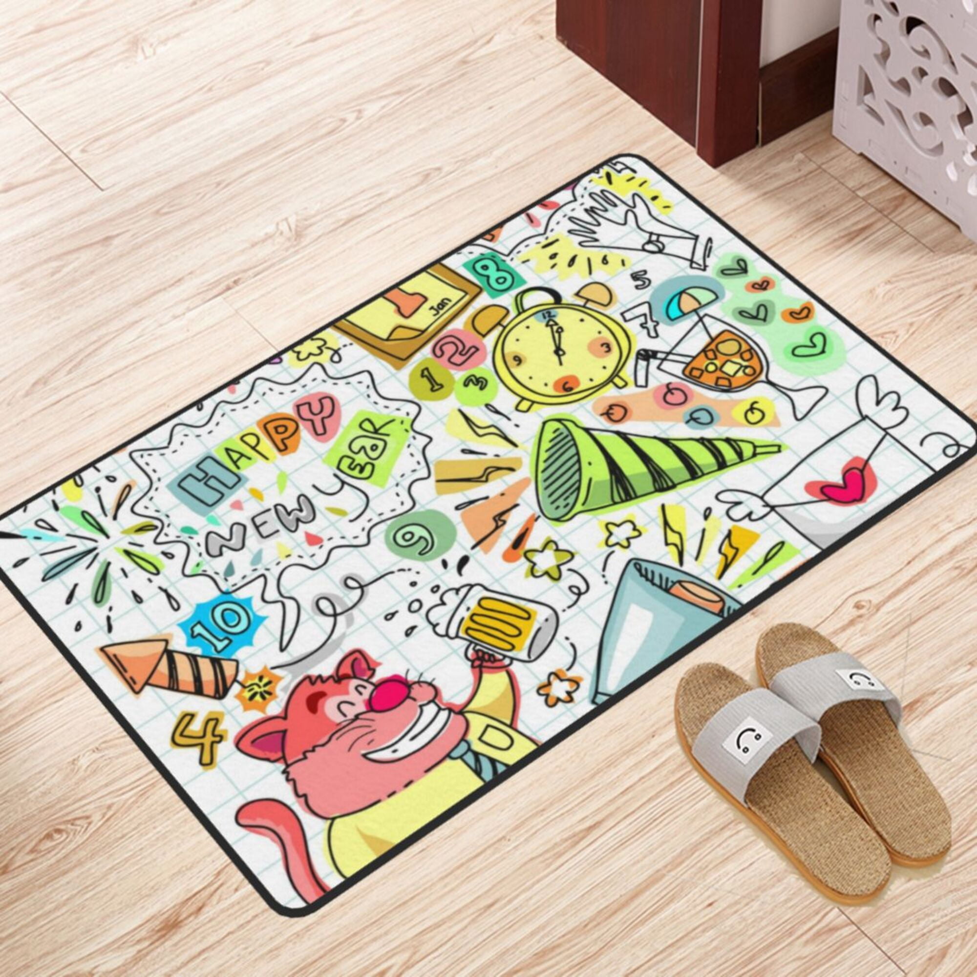 ZICANCN Area Rugs Doormat , Happy Birthday Doodle Facecloth Non-Slip ...