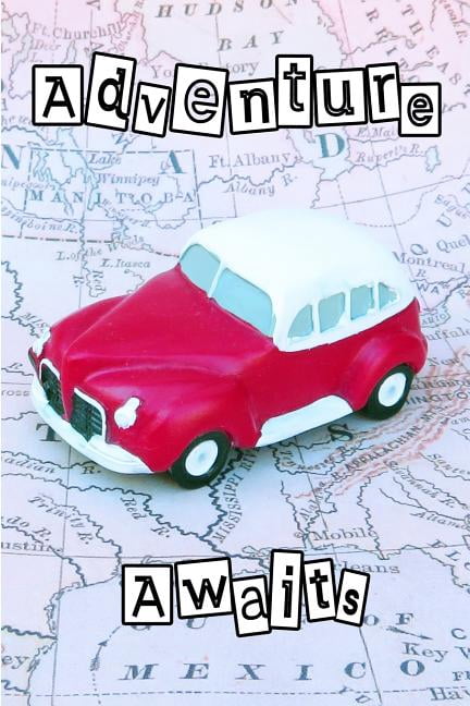 Adventure Awaits: Red Car Geography Map College Rule Lined Notebook ...
