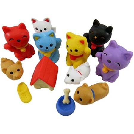 Dog Meets Cat Mini Puzzle Collectible Animal Erasers (Pack of 12 ...
