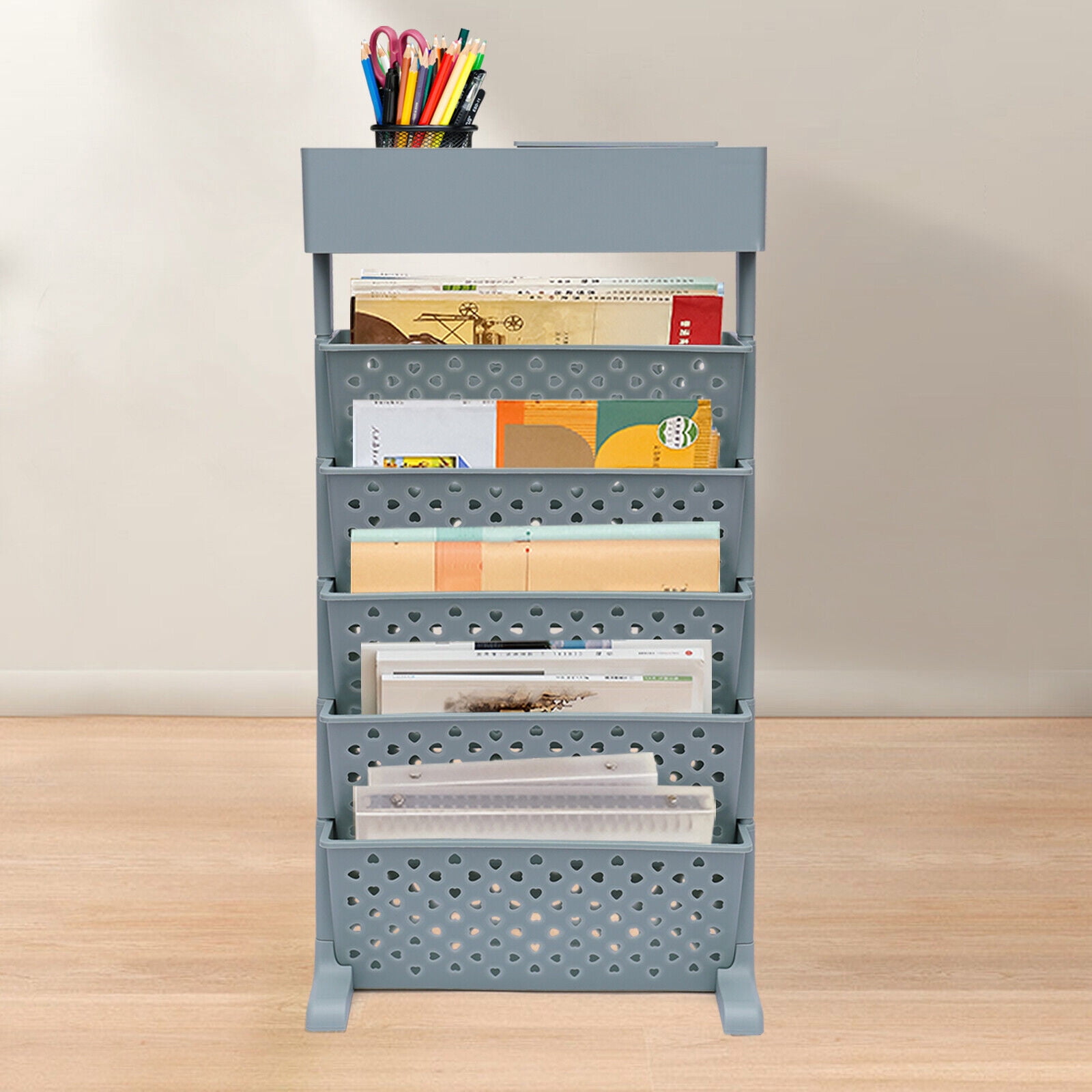 SHZICMY Green 5-Tier Magazine Storage Book Shelf Office Paper Organizer ...