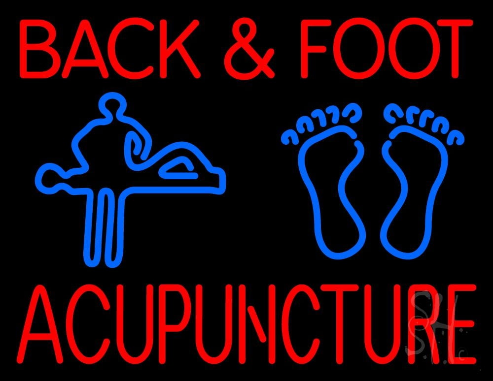 Back And Foot Logo Acupuncture LED Neon Sign 15 x 19 - inches, Black ...