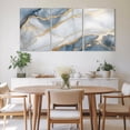 Abstract Marble Canvas Wall Art 3 Panels, Navy Blue Gold Gradient Wave ...
