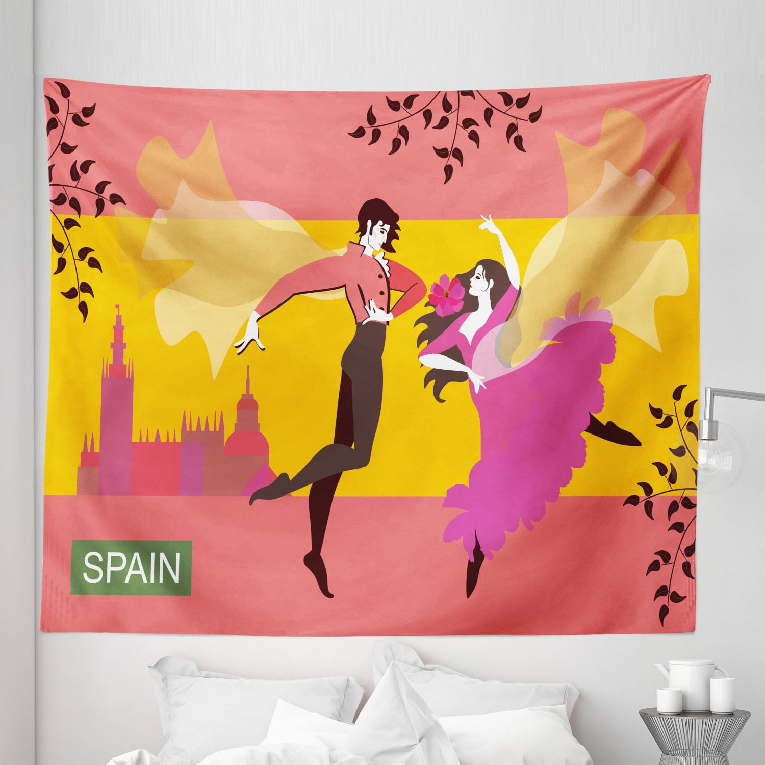 Travel Tapestry, Young Spanish Dancer Woman and Man with Ornaments ...