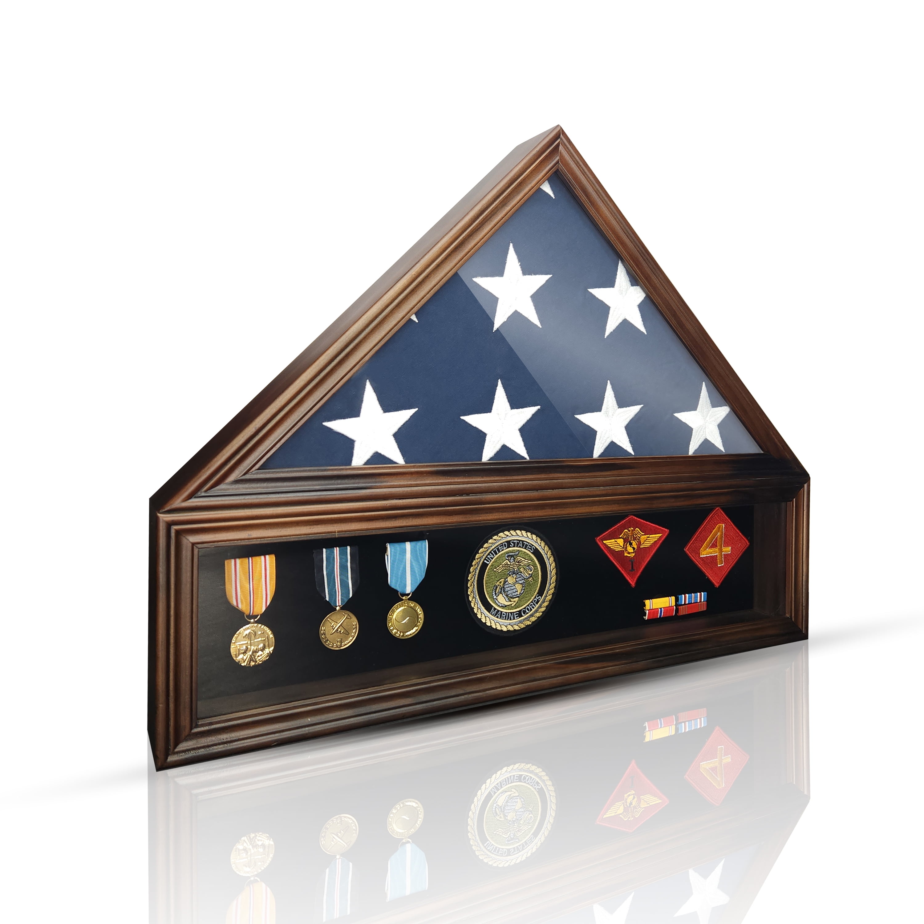Military Shadow Box Display Case for Funeral Burial Flag for American ...