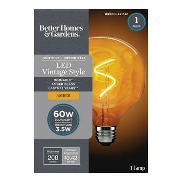 Better Homes & Gardens ST19 Vintage LED Light Bulb, 60 W Eqv, Dim, E26 ...