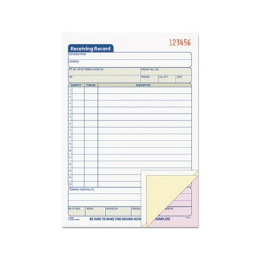 Rediform Receiving Record Forms Book, 5 9/16" x 7 15/16", Three-Part ...