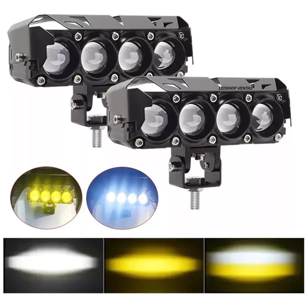 Faros Auxiliar Lupa Doble Color 4led 120w Para Auto Moto 2pc | Bodega Aurrera en línea