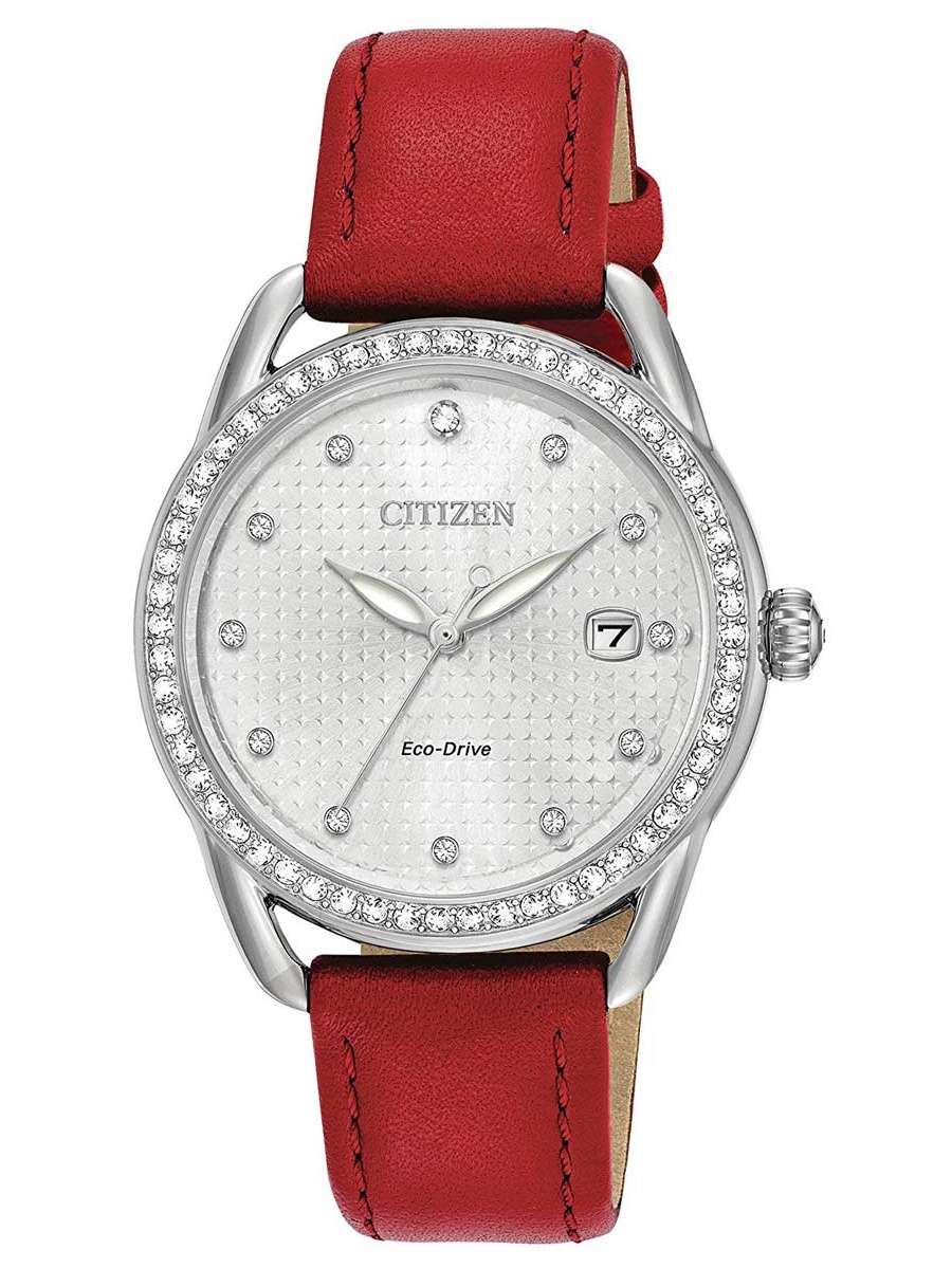 CITIZEN Women's FE6110-04A LTR Swarovski Crystal Bezel Silver Dial Ruby ...