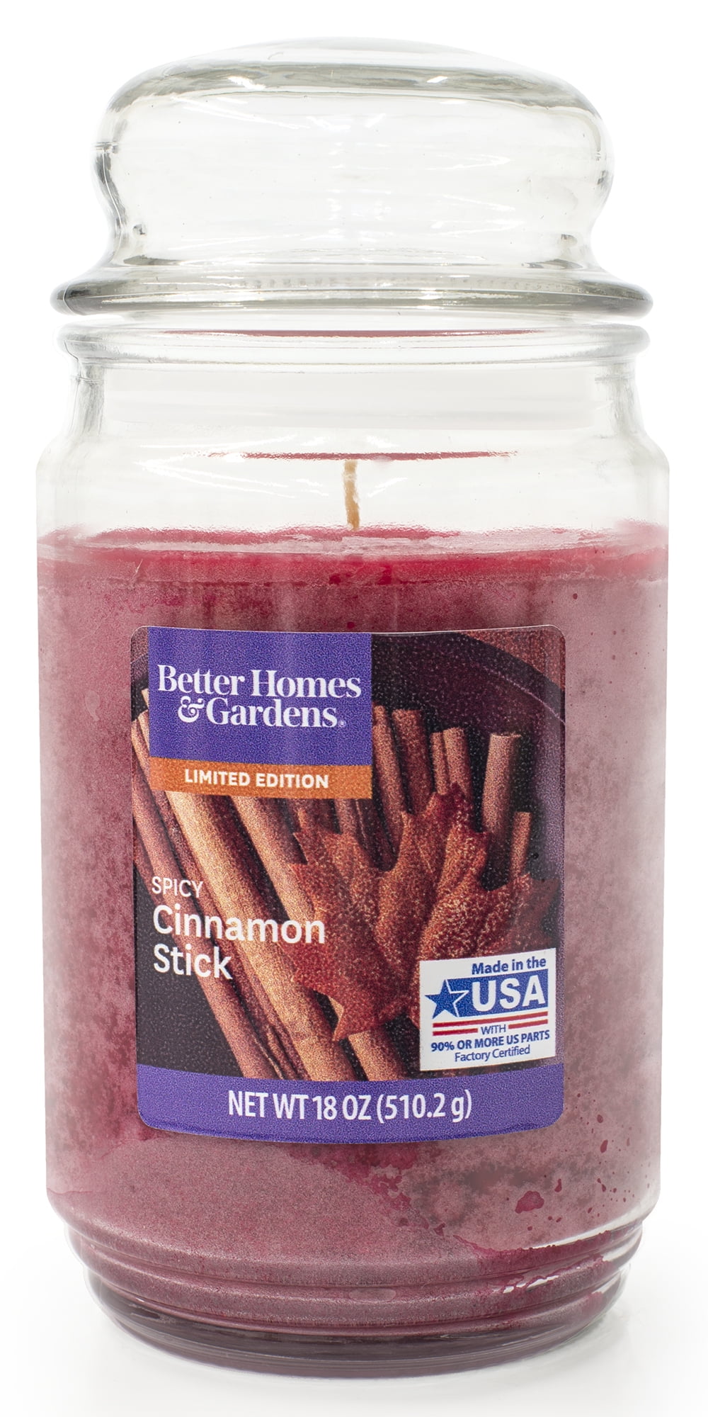 Better Homes & Gardens Spicy Cinnamon Stick Single-Wick Jar Candle, 18 ...