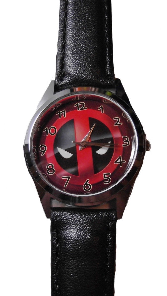 Deadpool Logo Black Leather Band Wrist Watch - Walmart.com