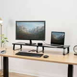 VIVO Black Wood 39" Wide Desktop Stand Ergonomic TV Monitor Riser Desk ...