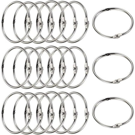 SHAR 100 Pieces Book Rings, Binder Rings（25mm）,100 Pieces Metal Hinged ...