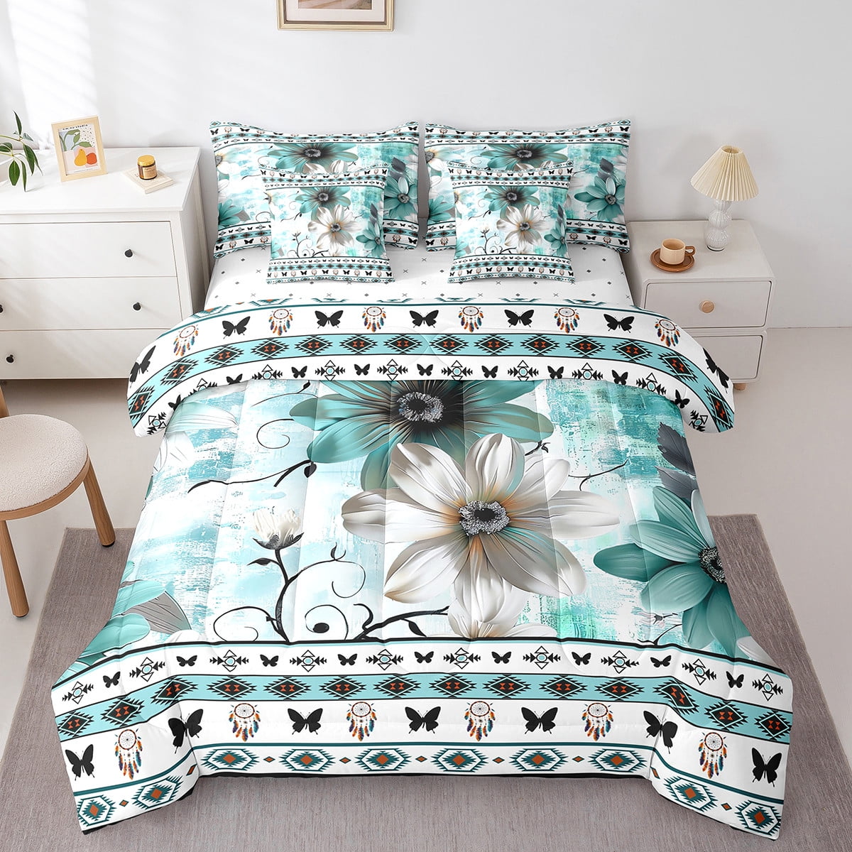 Click here for Yst 7-Piece Chic Floral Bedding King Size For Girl... prices