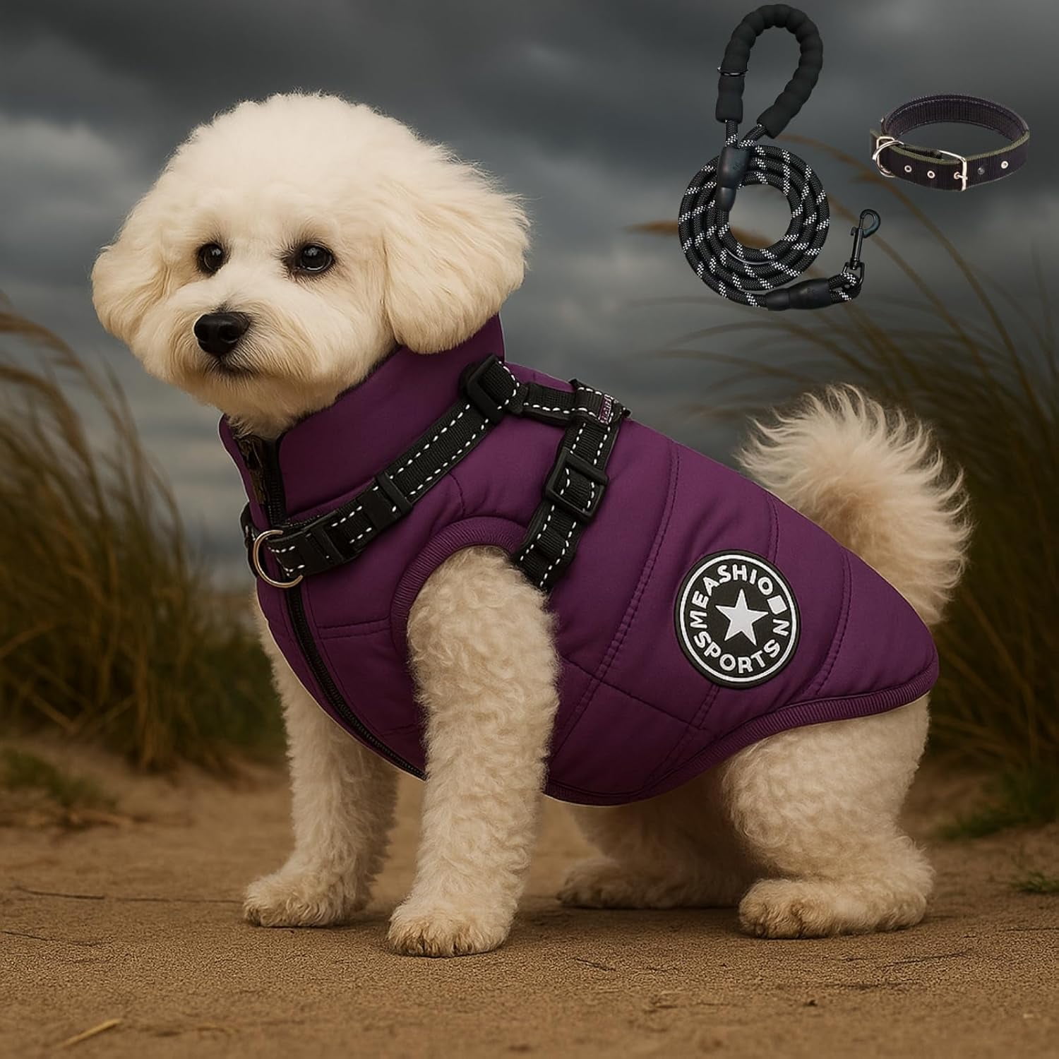 FurryKing 3 in 1 Winter Jacket, Waterproof, Windproof, Warm and Cozy, Dog Winter Coat Harness ...