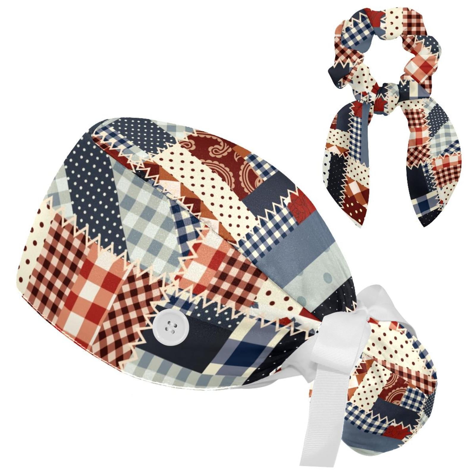 Working Cap with Buttons and Sweatband Scrub Hat Bouffant Caps with ...