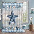 Blue Starfish Coastal Shower Curtain for Bathroom, Summer Starfish ...