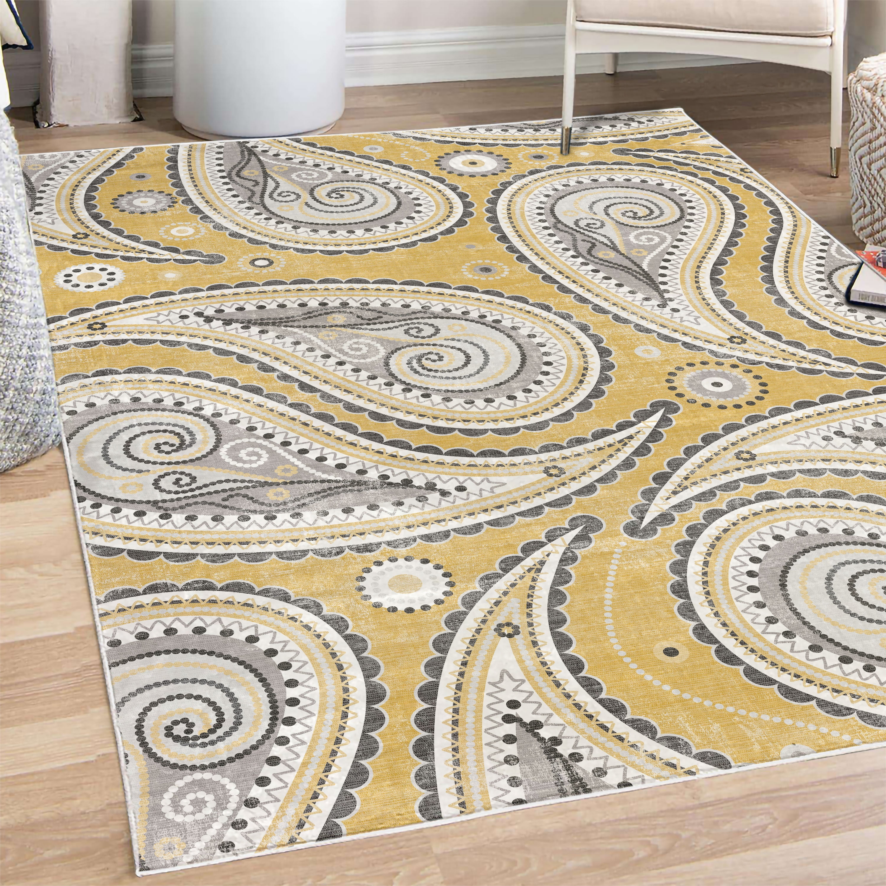 Paisley Decorative Rug, Continuous Fig Like Motifs Pattern Mandala ...