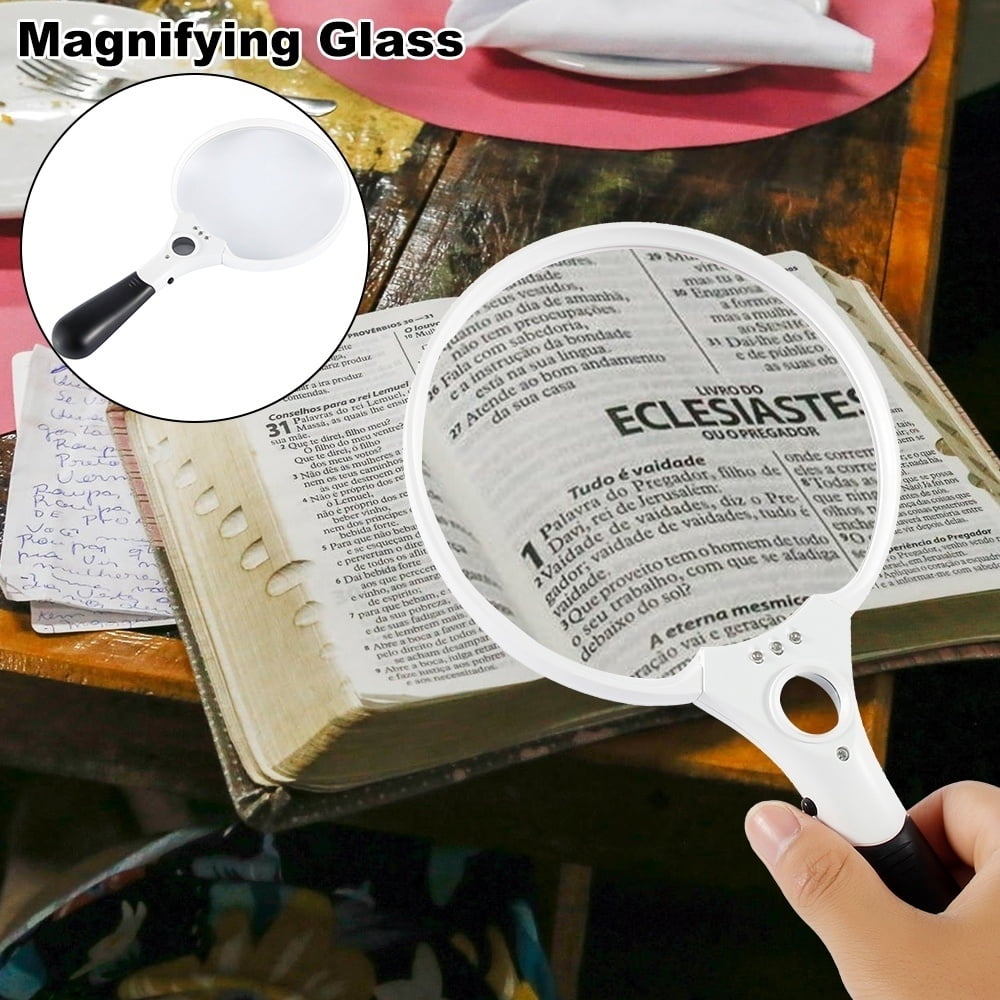 Extra Large LED Handheld Magnifying Glass with Light 2X 4X 25X Lens ...
