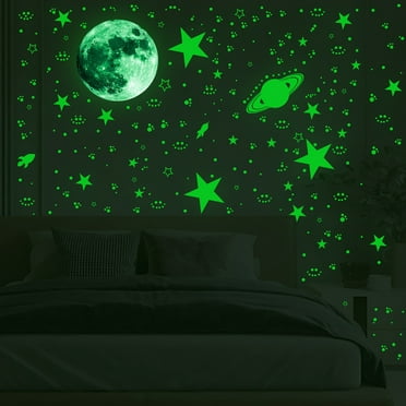 Bright Solar System Wall Stickers, 9 Self-Adhesive Glowing Stars Sun ...