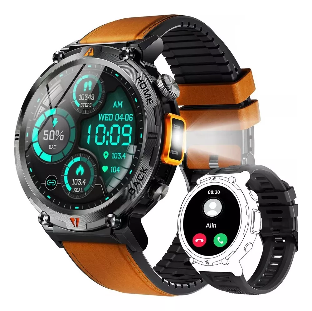 Smartwatch Eiggis Ke3 Reloj Inteligente Con Linterna Cuero | Walmart en ...