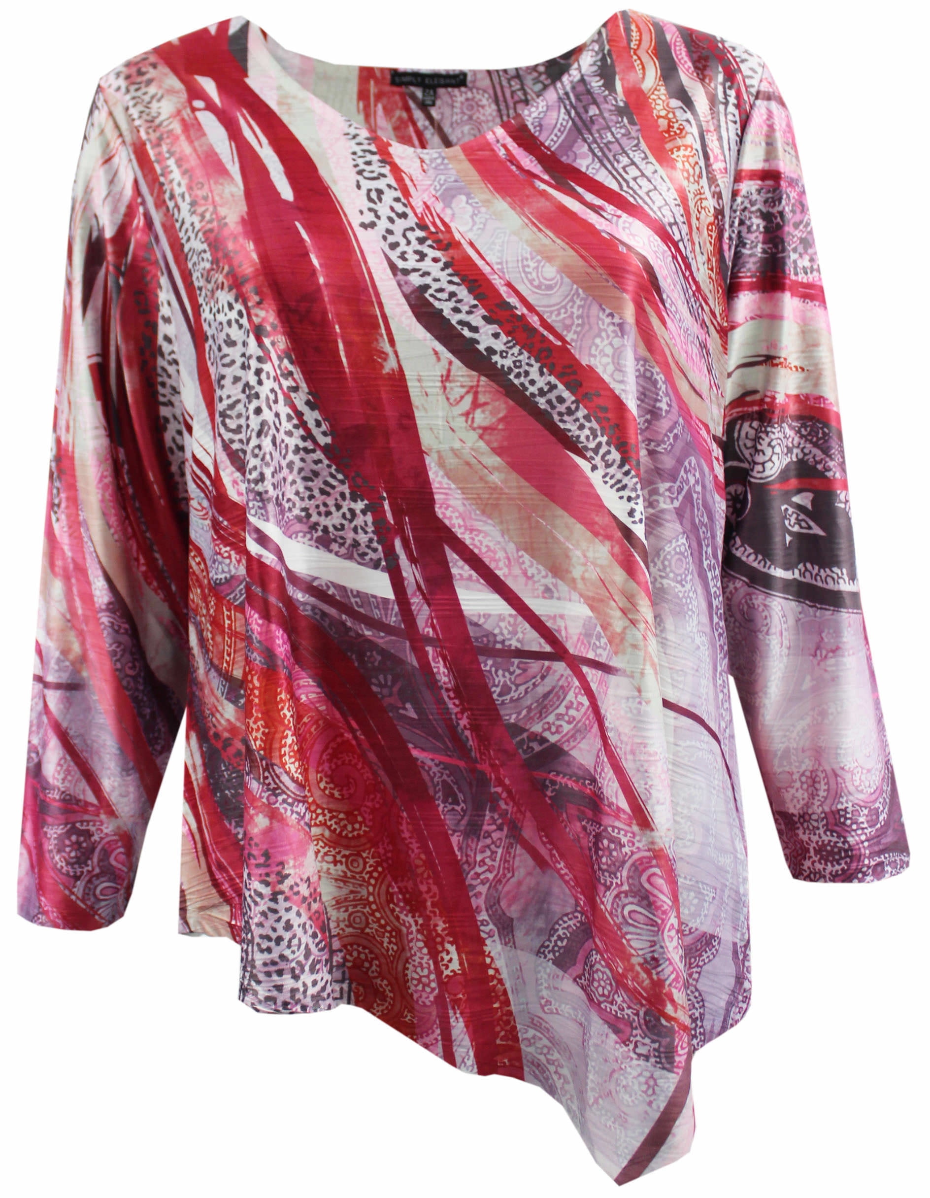 Women's Plus Size Long Sleeve Abstract Fashion Blouse Tee Shirt Knit ...