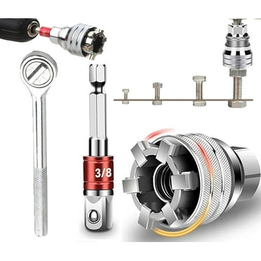 Q&Q BASICS Universal Socket Wrench Set with Power Drill Adapter Multi ...