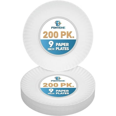 Concession Essentials 9 Inch Paper Plate Uncoated Plates White, 200ct ...