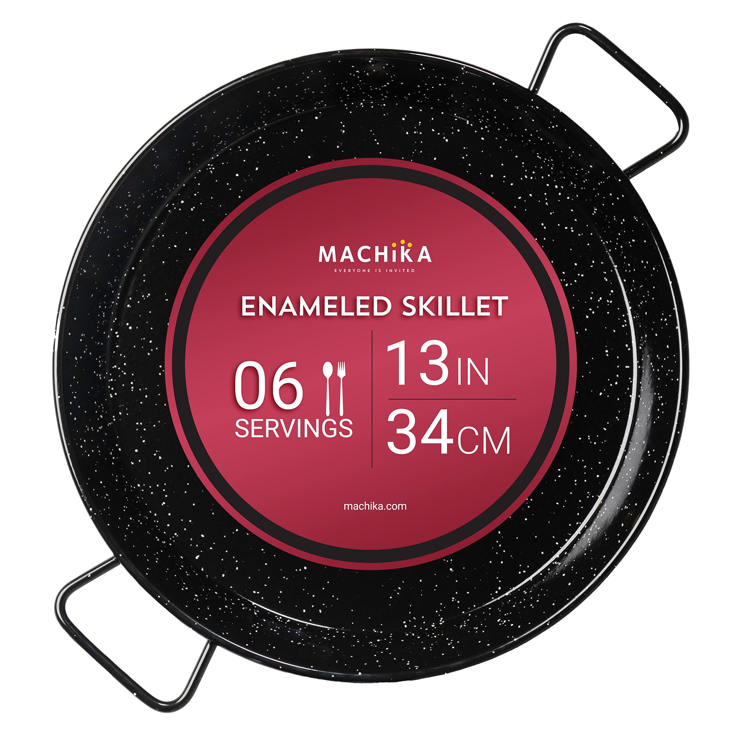 Machika Enameled Steel Skillet, Non-Stick, for 6 Servings (13 inch ...